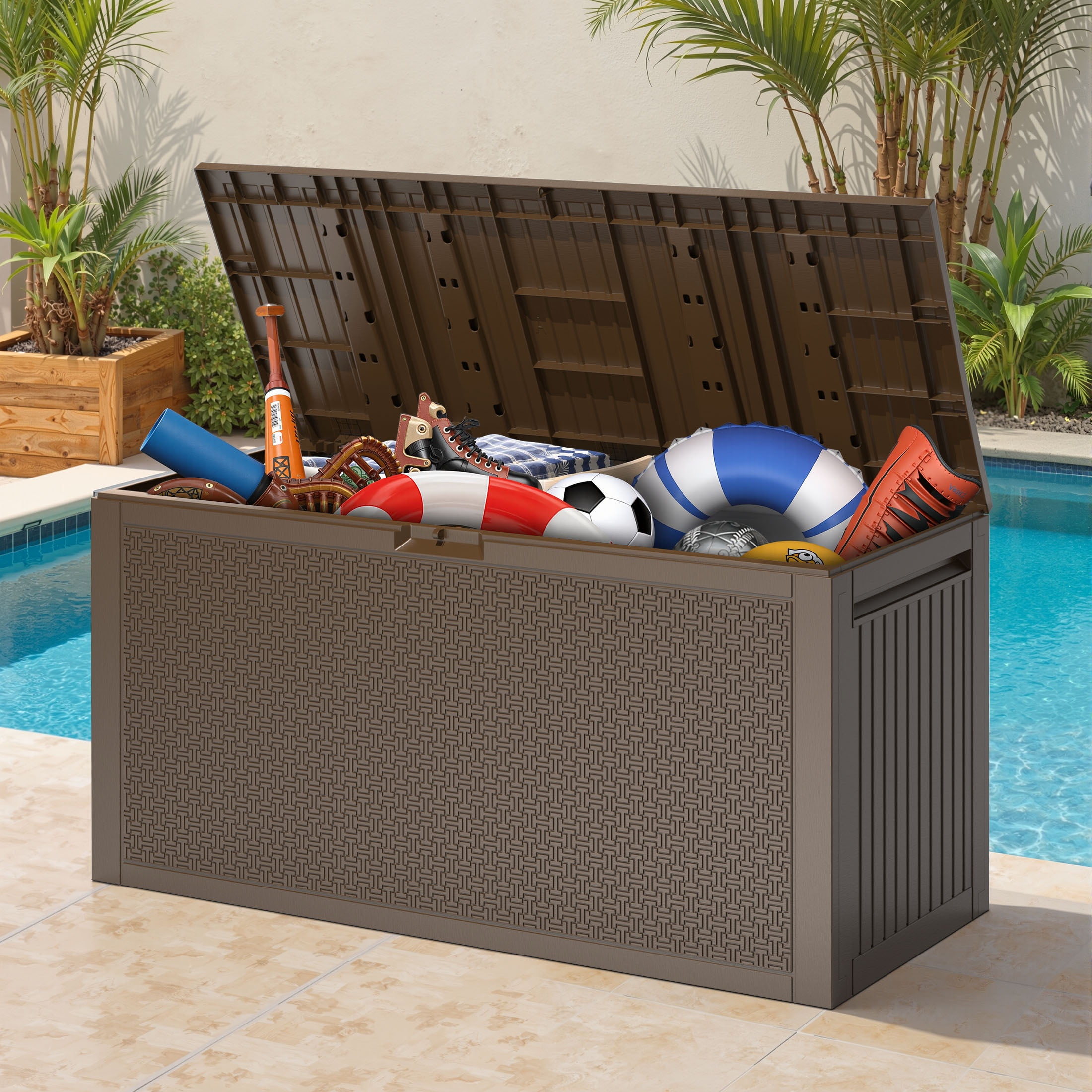 Segmart 90 Gallon Deck Box, All-Weather Outdoor Storage Box for Patio ...