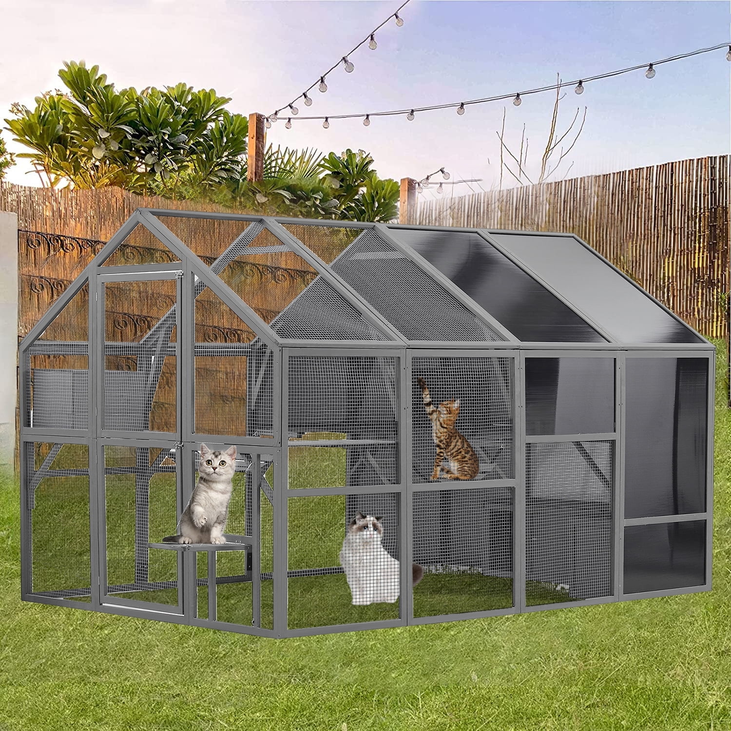 Segmart Outdoor Cat House, 108.7'' Weatherproof Large Catio for 15-20 ...