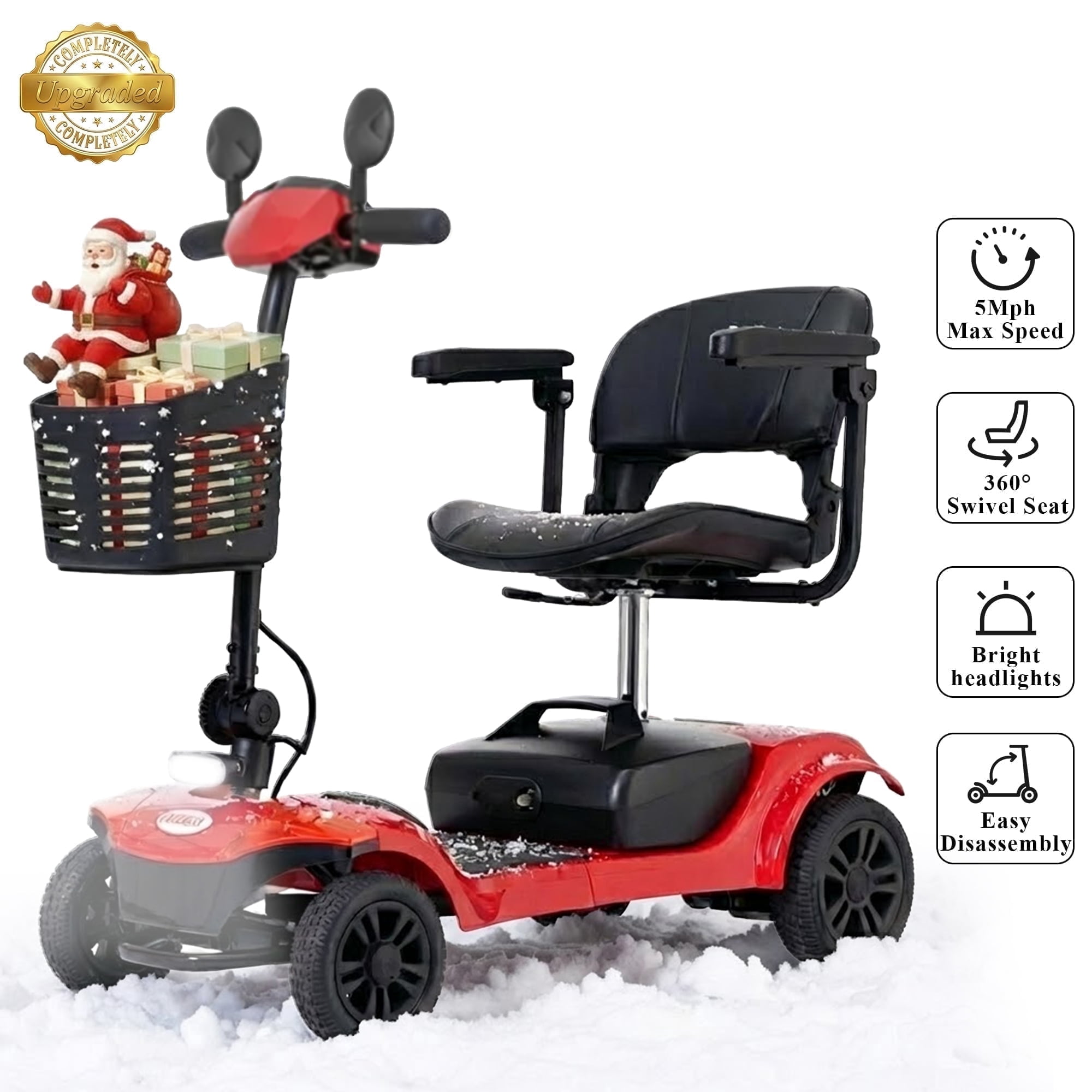 Segmart Foldable Electric Mobility Scooter for Seniors, 20''W Armrest ...