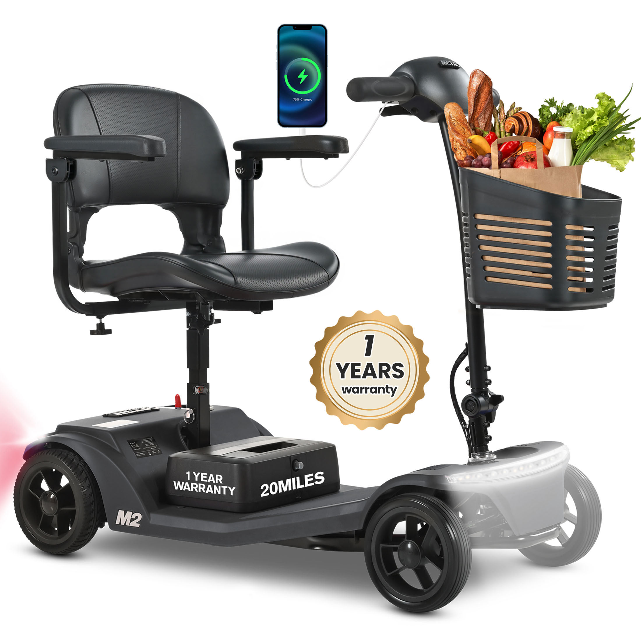 Segmart Mobility Scooters for Seniors, Heavy Duty 4 Wheels Folding ...