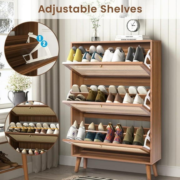 Tribesigns 6-Tier Entryway Shoe Cabinet, Adjustable Wooden Storage ...