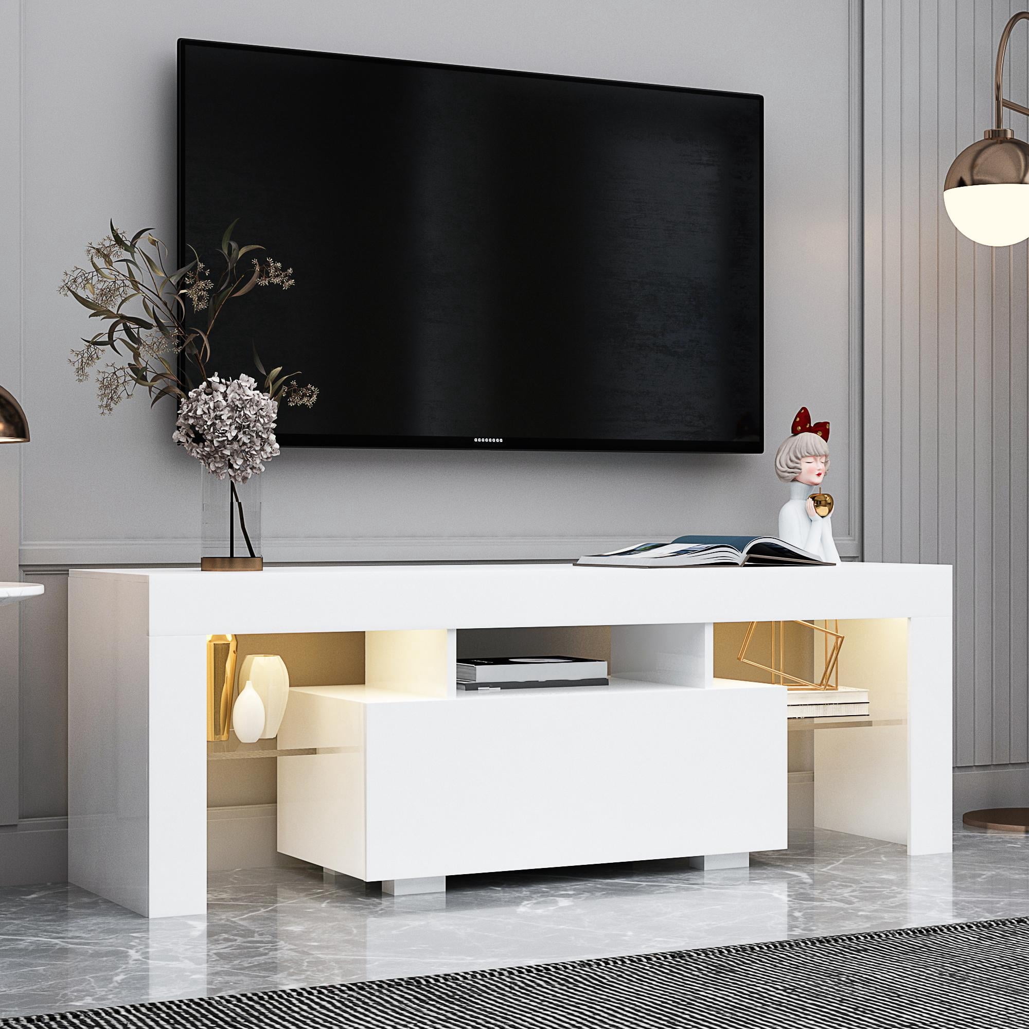 Segmart TV Stand Livingroom Furniture with LED Lights, Modern High ...