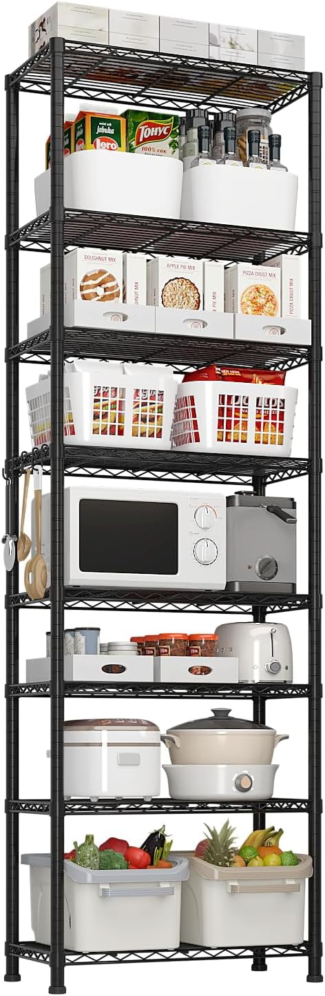 Segmentable 8-Tier Storage Shelving, Adjustable Metal Shelves Wire ...