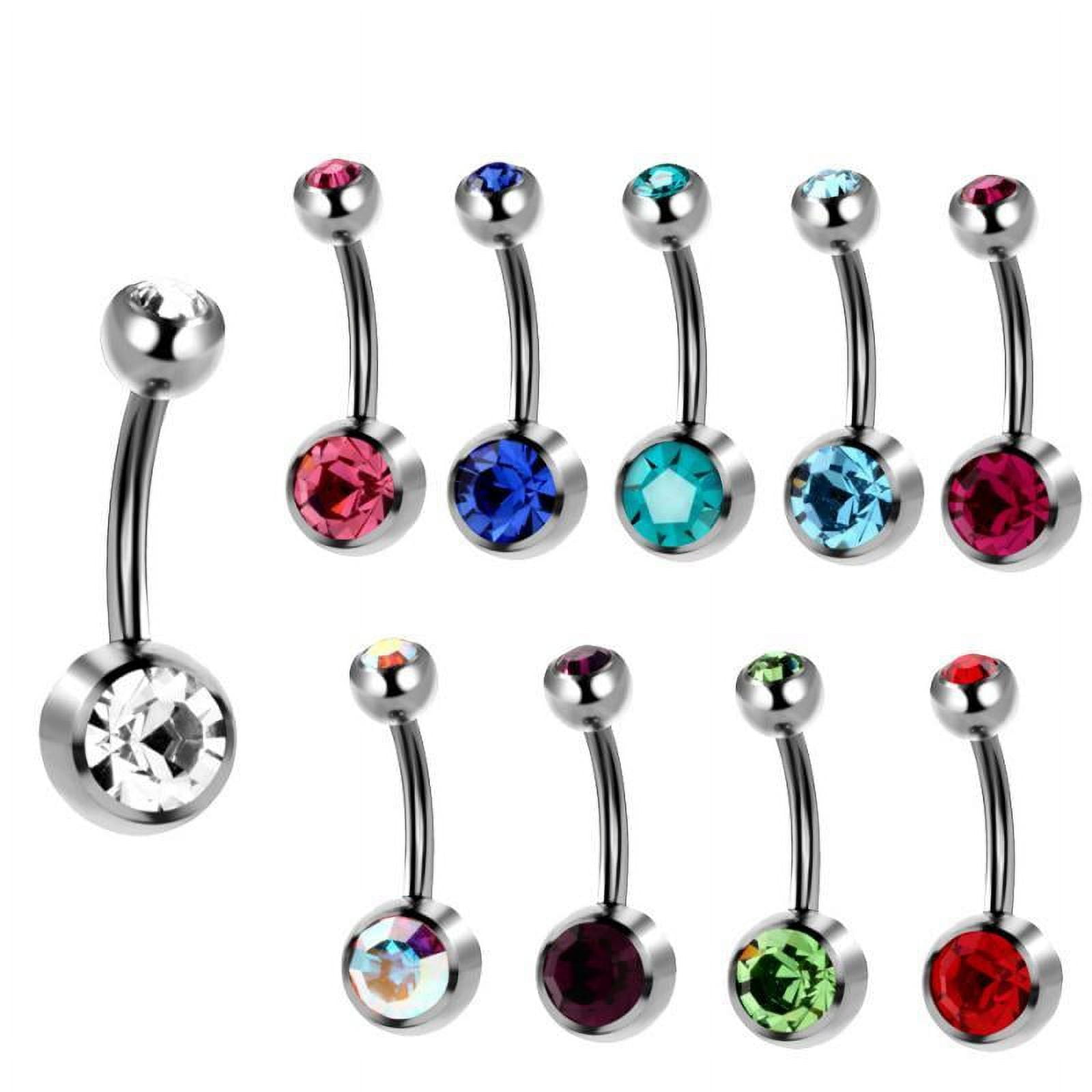 Segolike 10 Pieces Stainless Steel Crystal Belly Button Navel Piercings Jewellery 14g - , 14g 10 ...