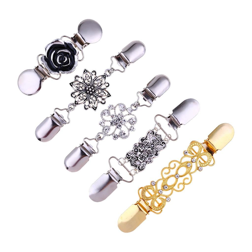 Segolike 5 Pack Fashion Sweater Clips Collar Clips Hollow Rhinestone ...