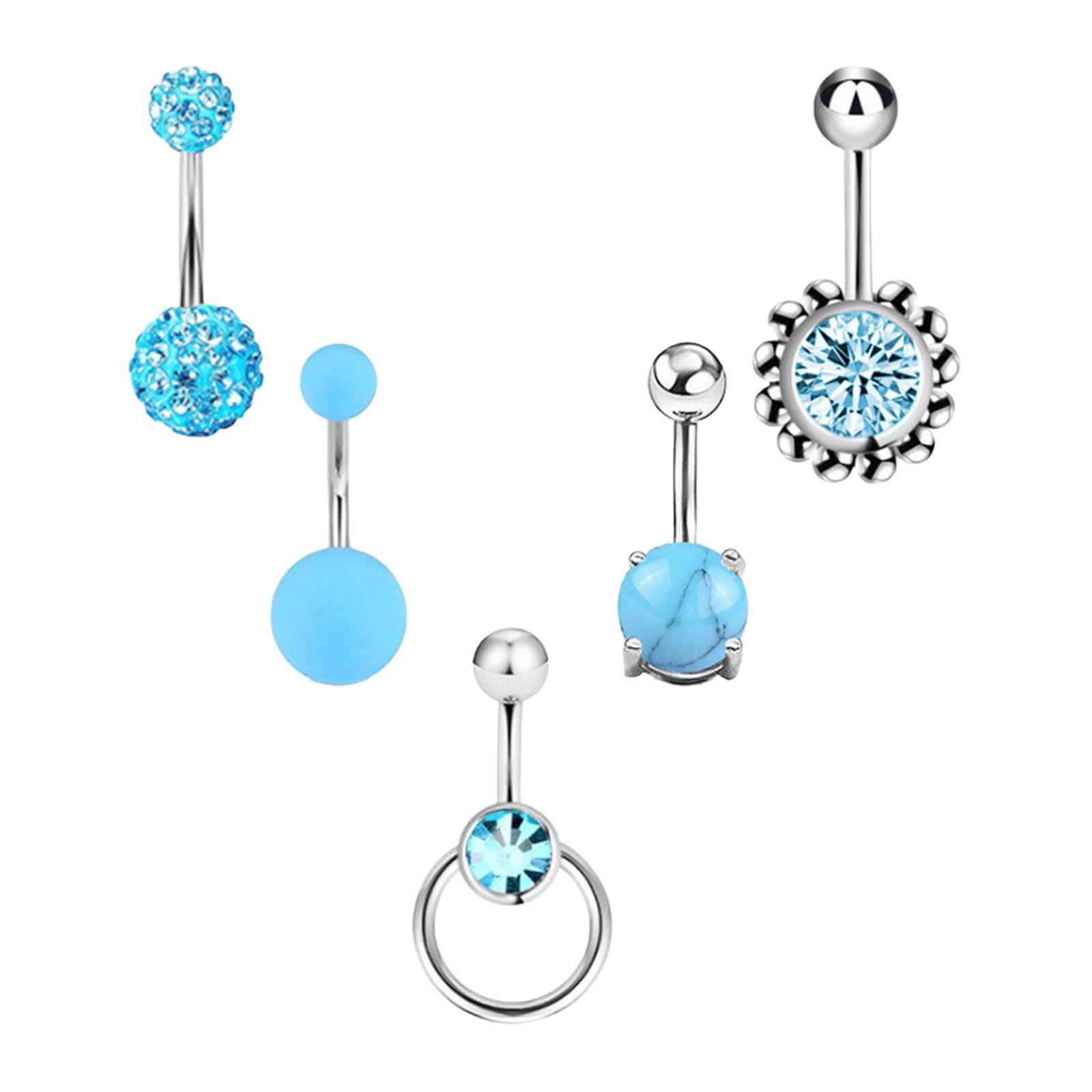 Segolike 5 Pieces Belly Button Rings Belly Piercing Jewelry Trendy Zircon Glitter Matte ...