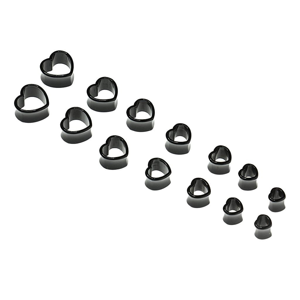 Segolike 7 Pairs of black color Shaped Ear Ear Gauges 8mm - 20mm ...