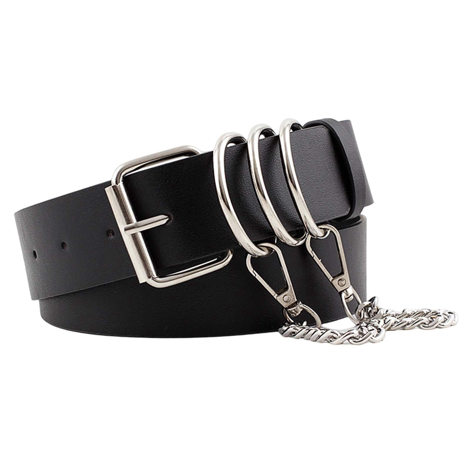 Segolike PU Leather Belt with Chain Punk Women Waist Belt for Casual ...