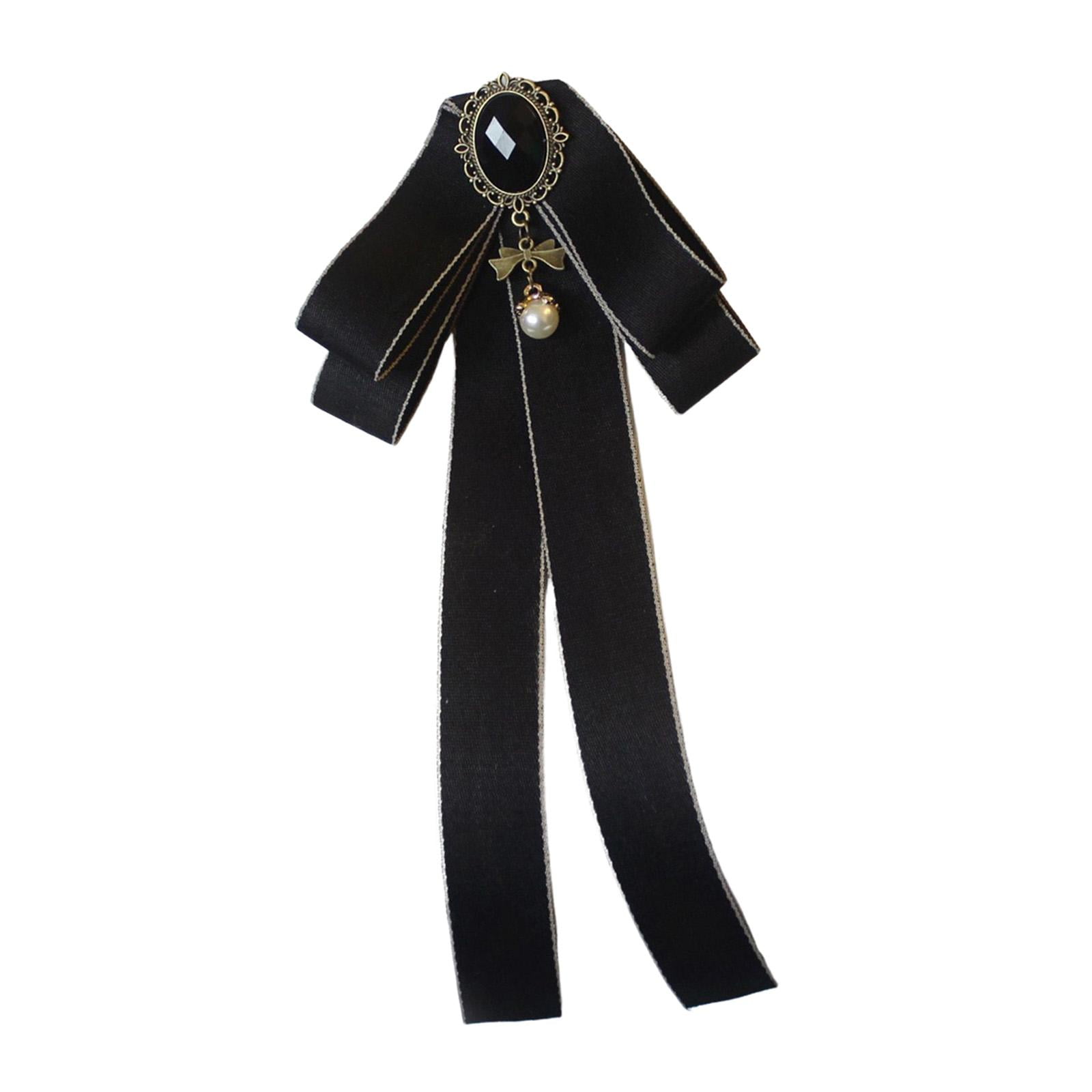 Segolike Ribbon Bow Tie Brooch, Elegant Pre-Tied Necktie, Black, for ...