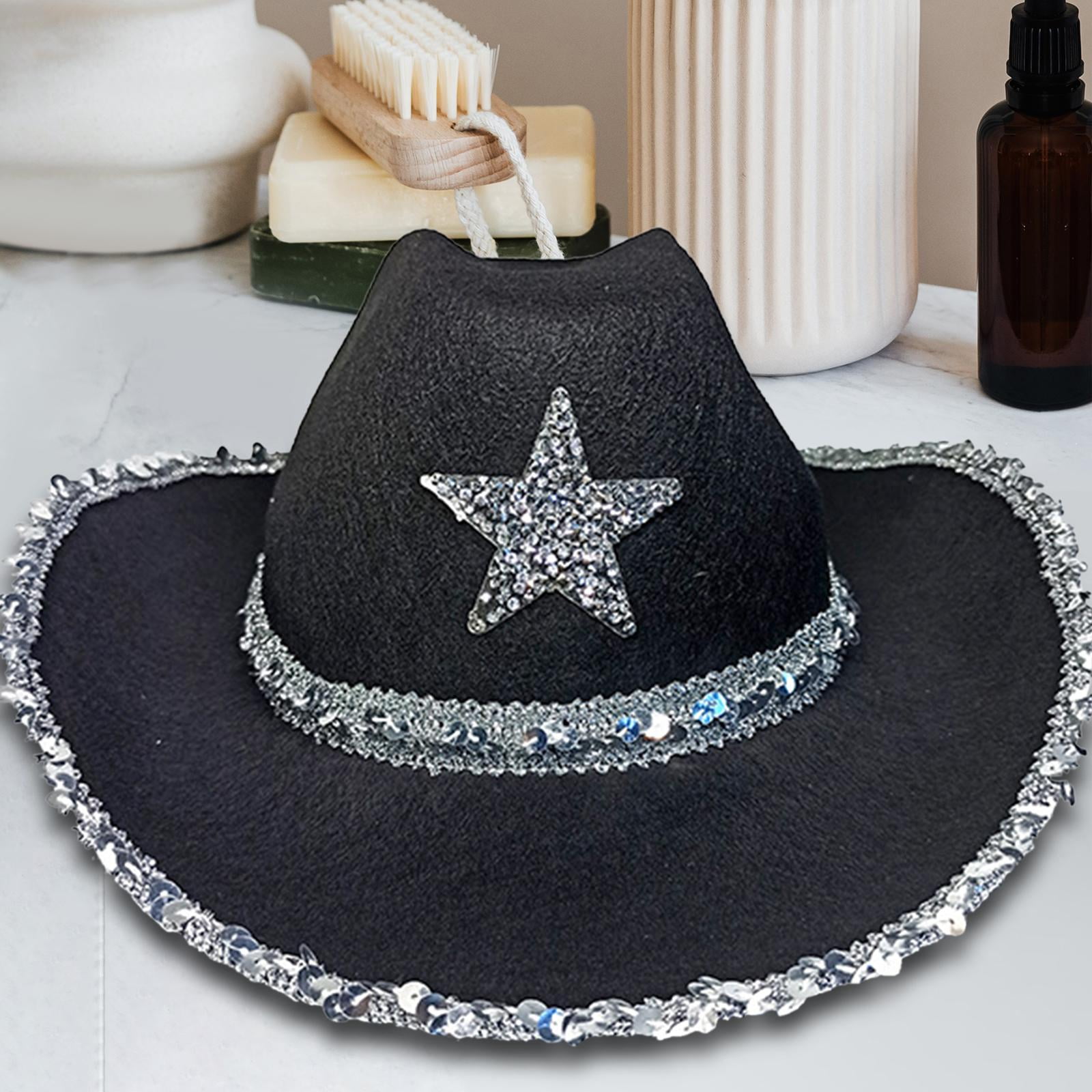 Segolike Western Hat, Fedoras Caps, , Wide Brim Sequin Star, Hat for ...