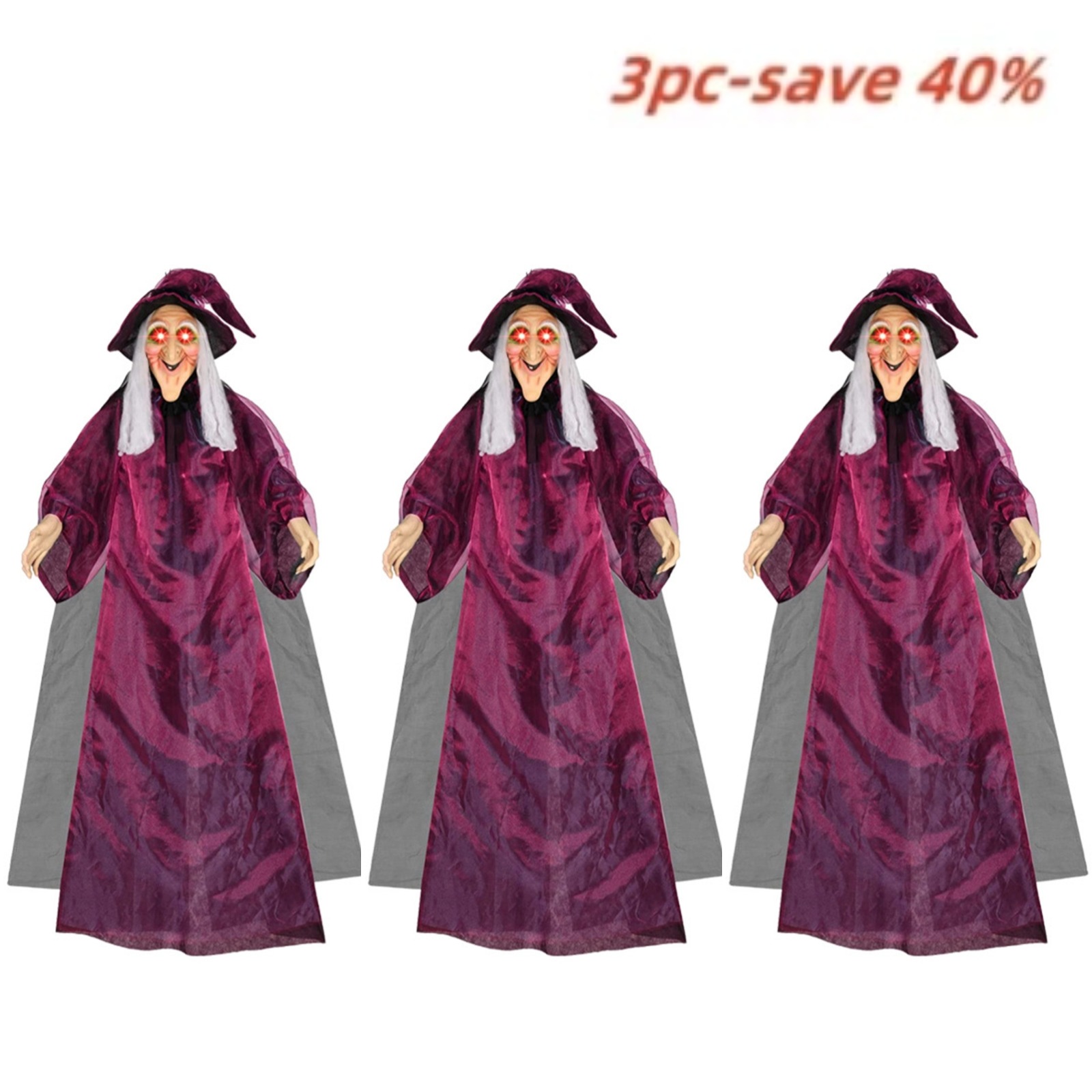 Segrcwoh 71'' Halloween Hanging Ghostly Witch with Red Eyes & Scary ...
