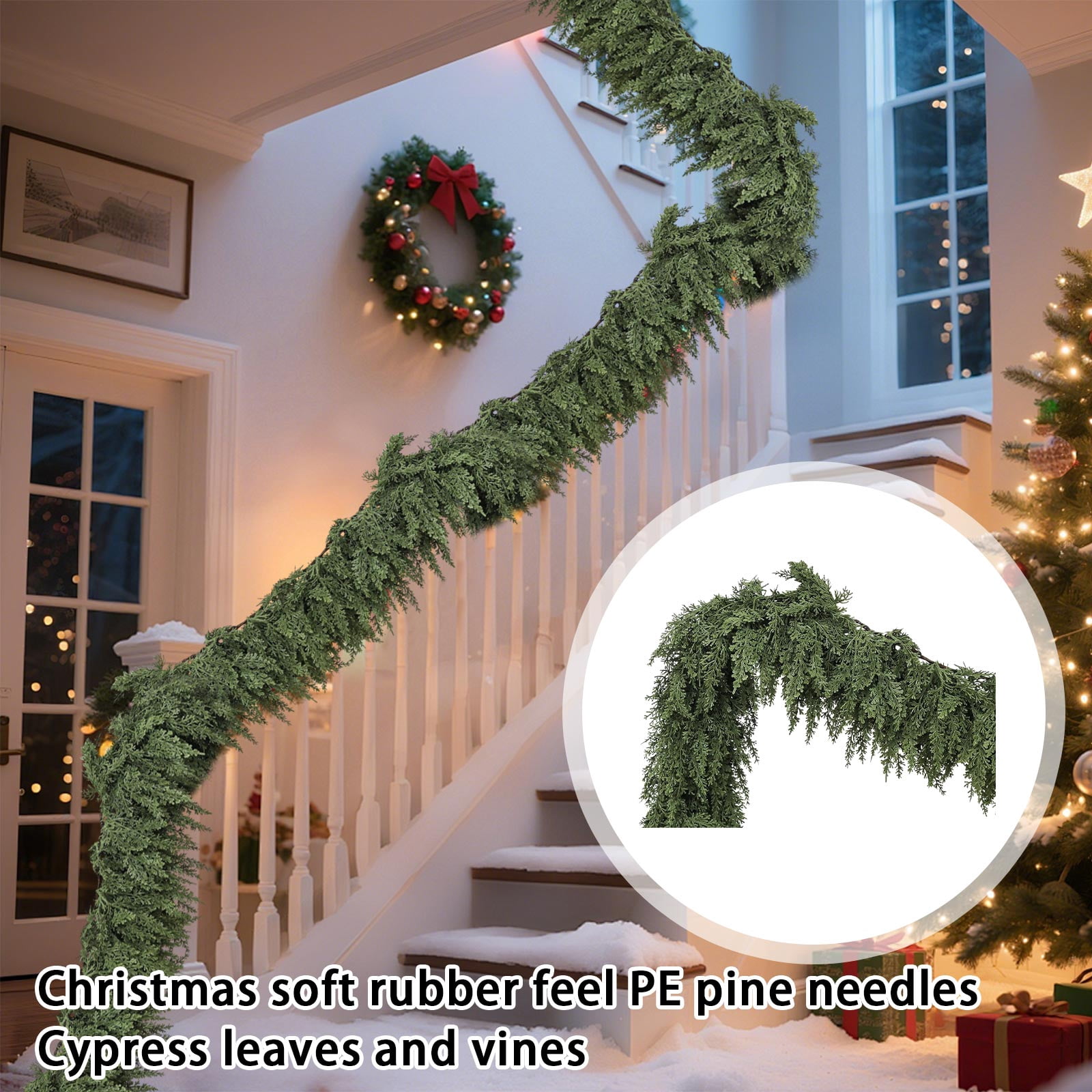 Segrcwoh 9ft Christmas Garland, Real Touch Norfolk Pine Garland - Pine ...