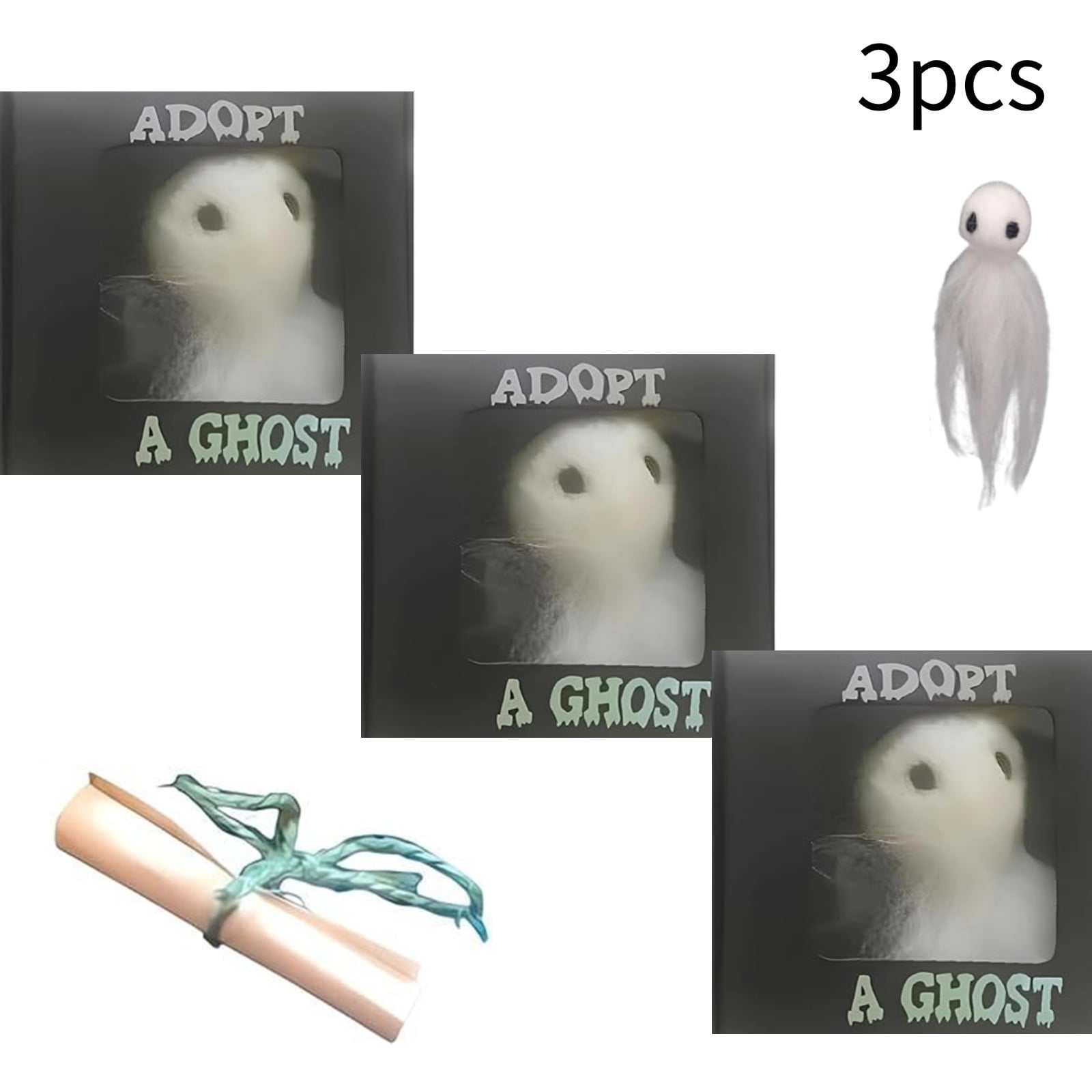 Segrcwoh Adopt A Ghost, Mini Plush Stuffed Ghost Doll, Cute Little ...