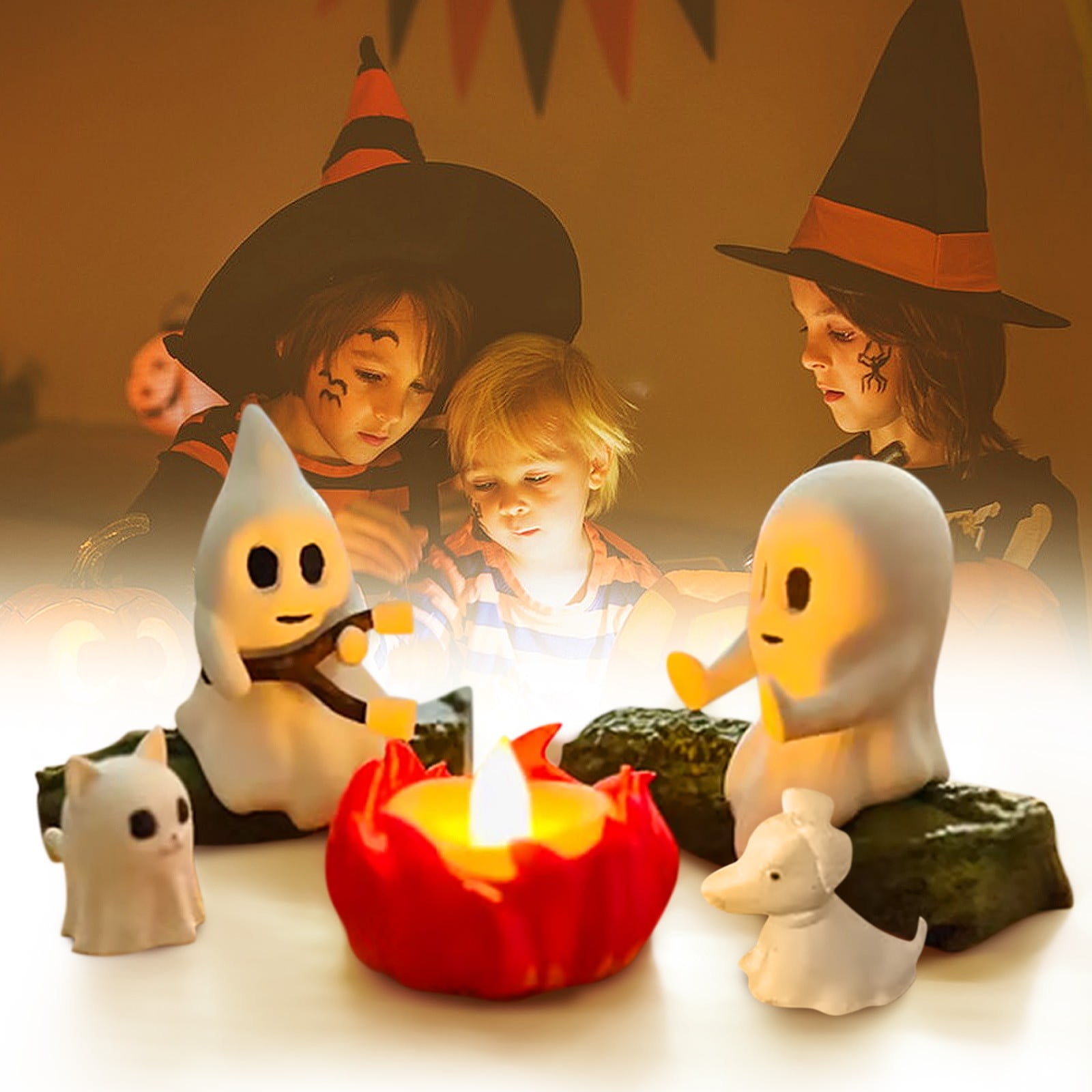 Segrcwoh Ghost Campfire Nightlight, 3D Spooky Fire Marshmallow Night ...