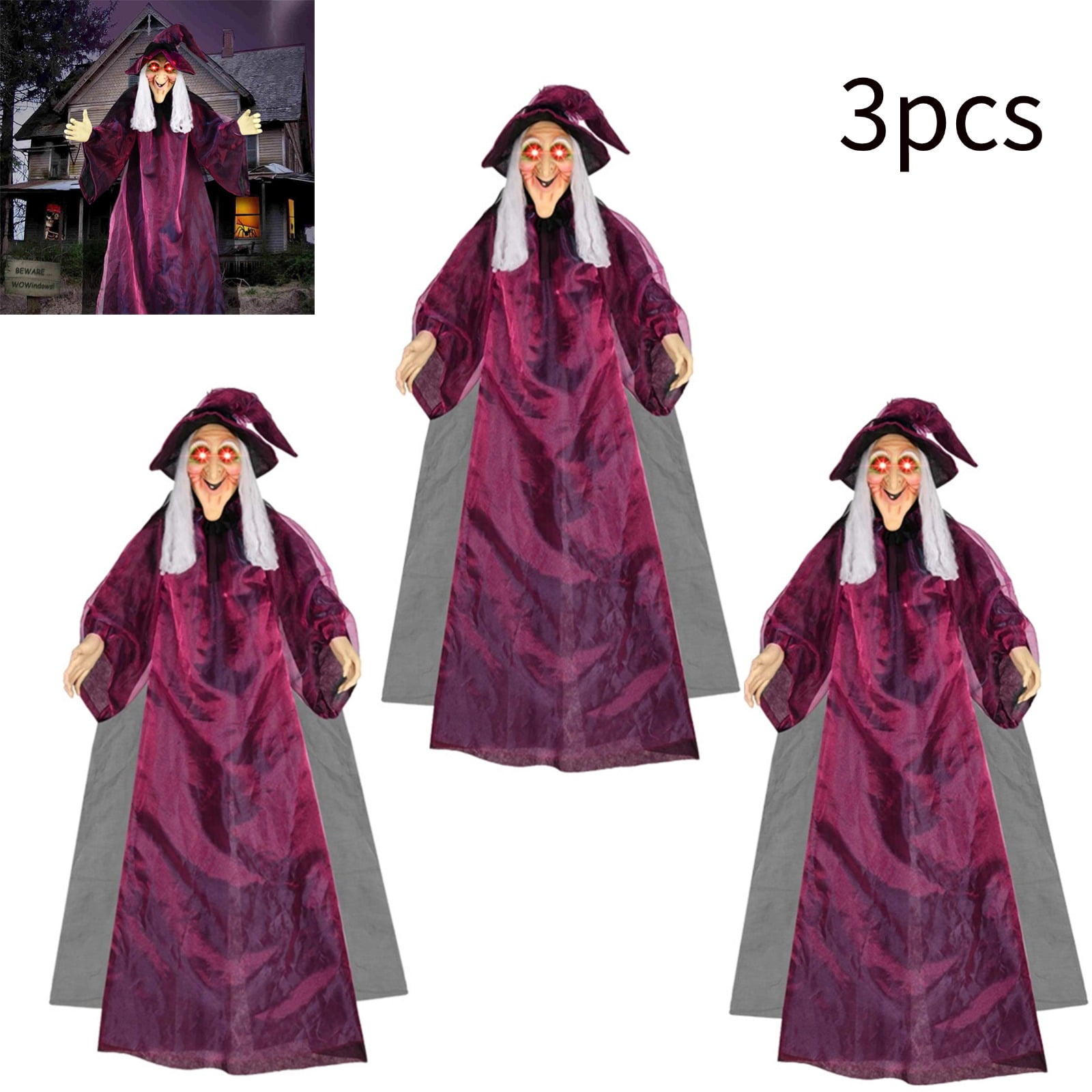 Segrcwoh Halloween Animated Hanging Reaper, 71" with Glowing Red Eyes ...