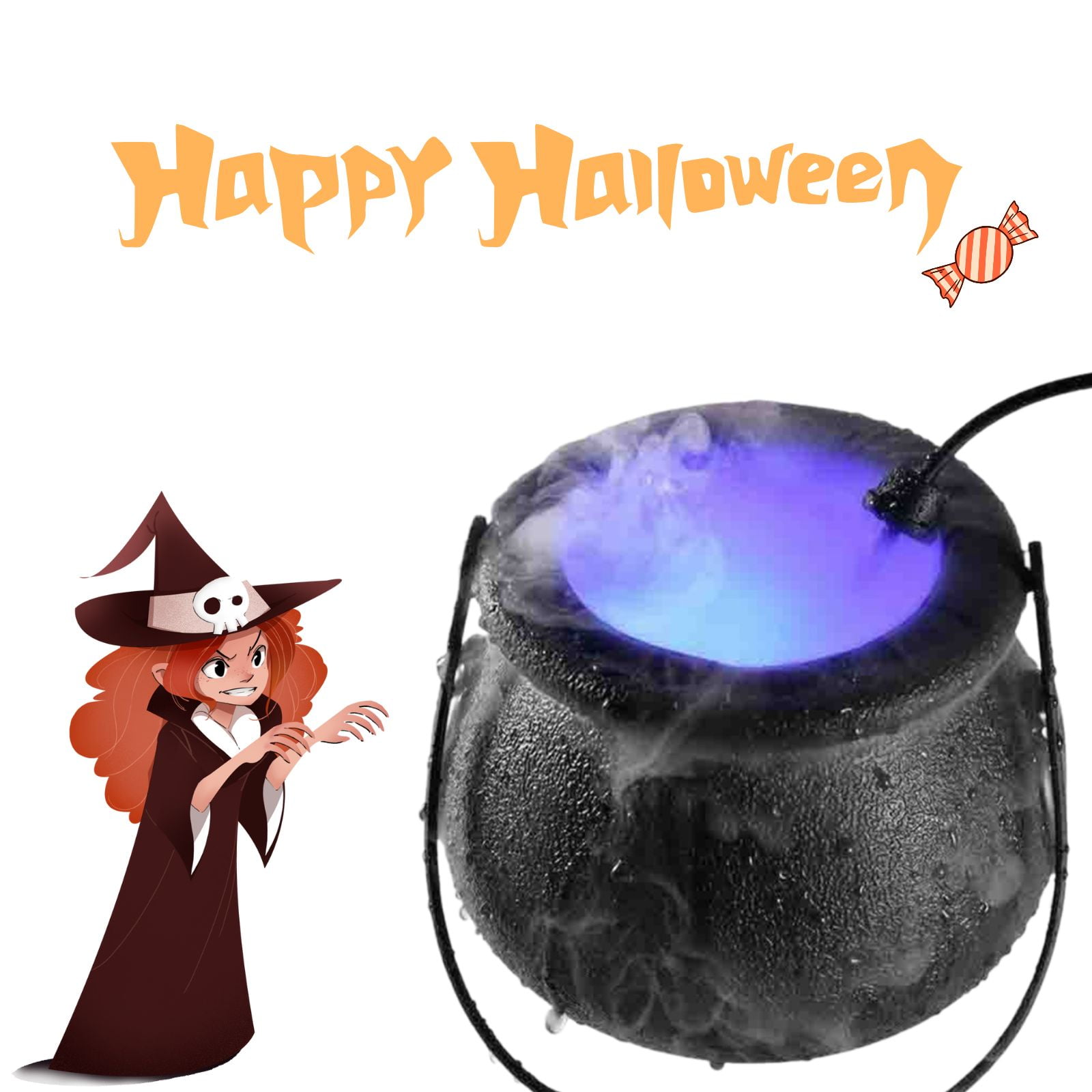 Segrcwoh Halloween Decorations 5.9" Large Witches Cauldron with Mist ...