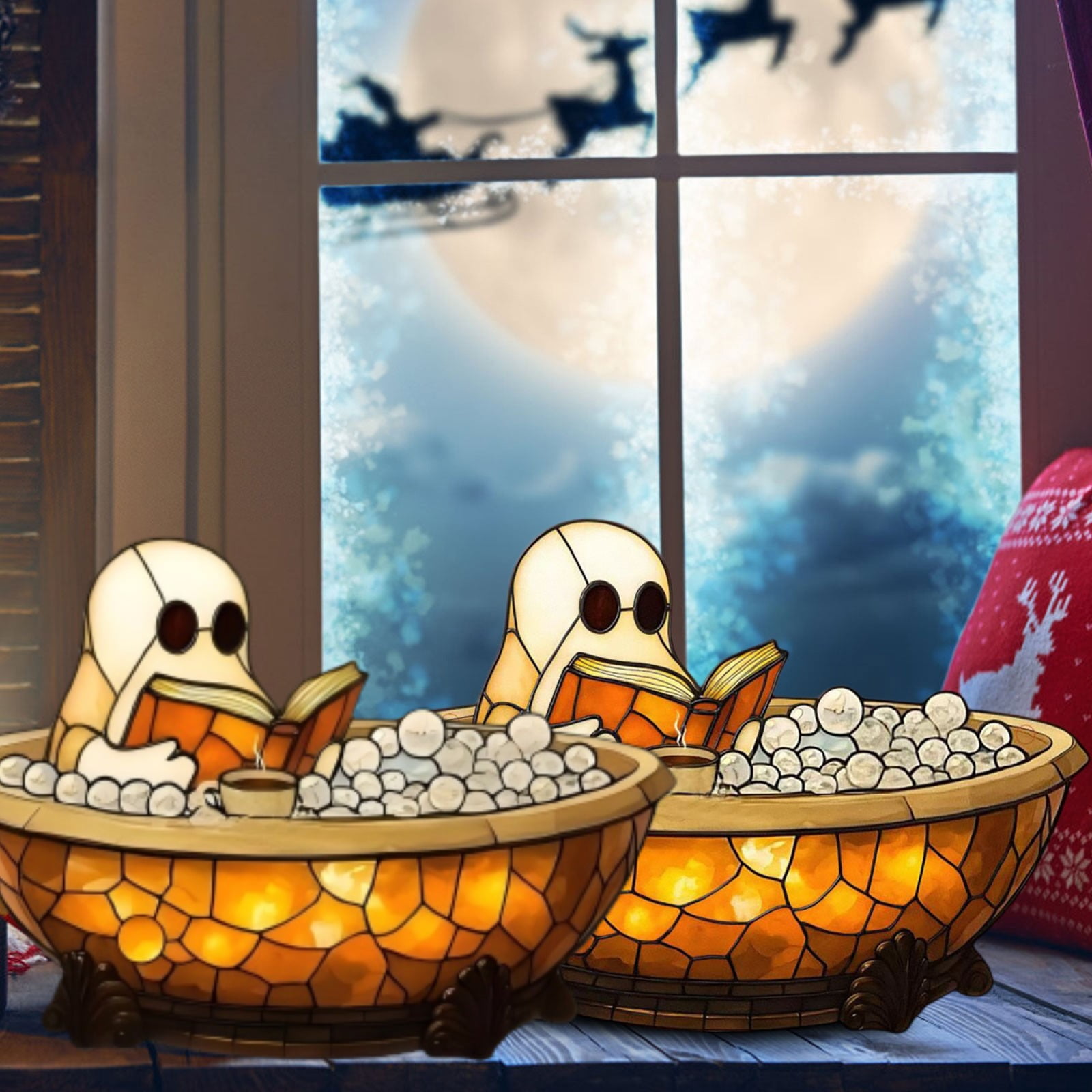 Segrcwoh Halloween Party Gift 2 Ghost Night Light - 2PC Ghost Bubble ...