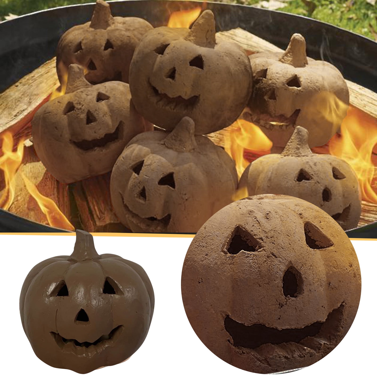Segrcwoh Stoneware Fire Pits Pumpkins,Realistic Pumpkins Halloween ...
