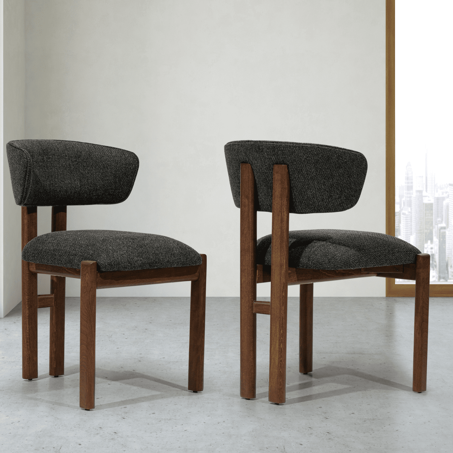 Segura Dining Chair Set of 2 Walnut Finish Upholstered Performance ...