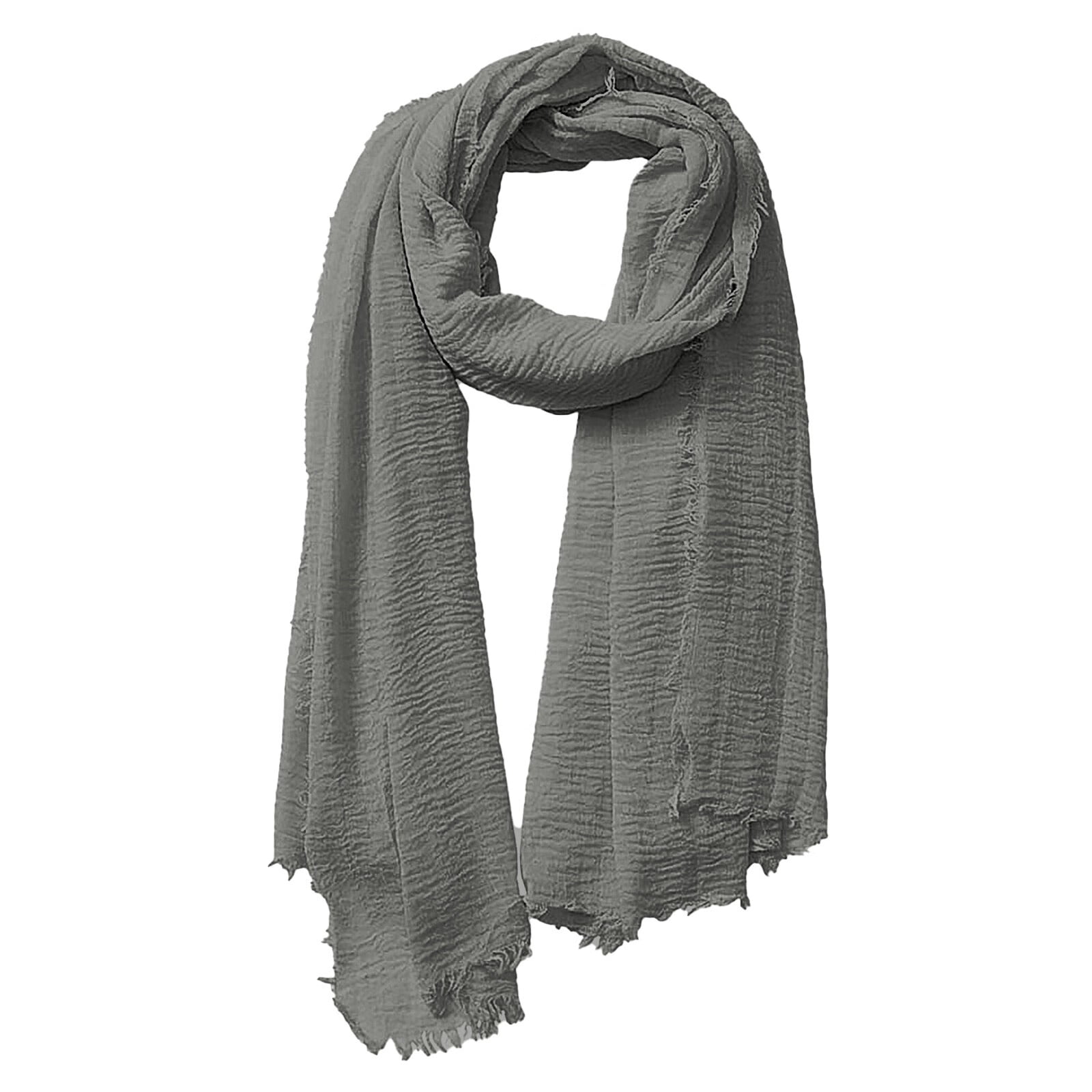 Sehao Gift For Men Women Solid Crinkle Vintage Soft Scarf With Fringed ...