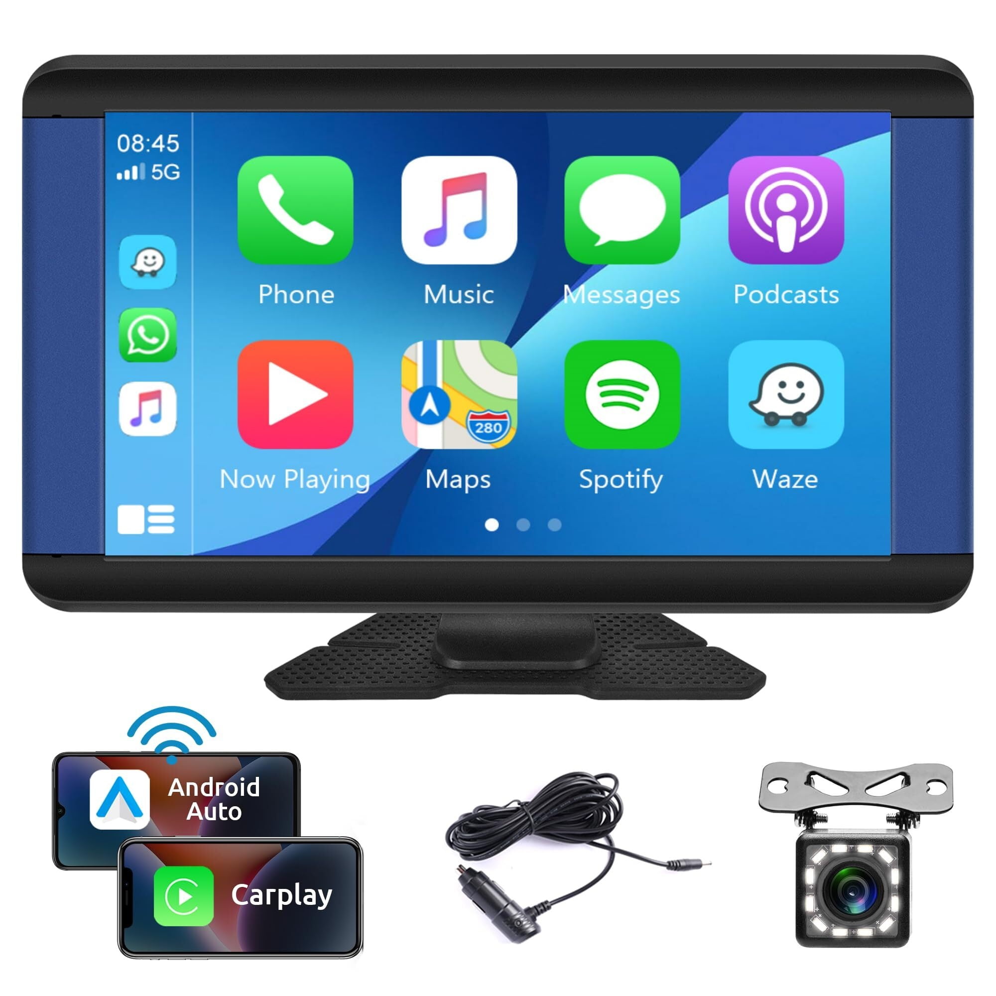Sehmtoo Portable Car Stereo Wireless Apple Carplay Android Auto,7 Inch ...