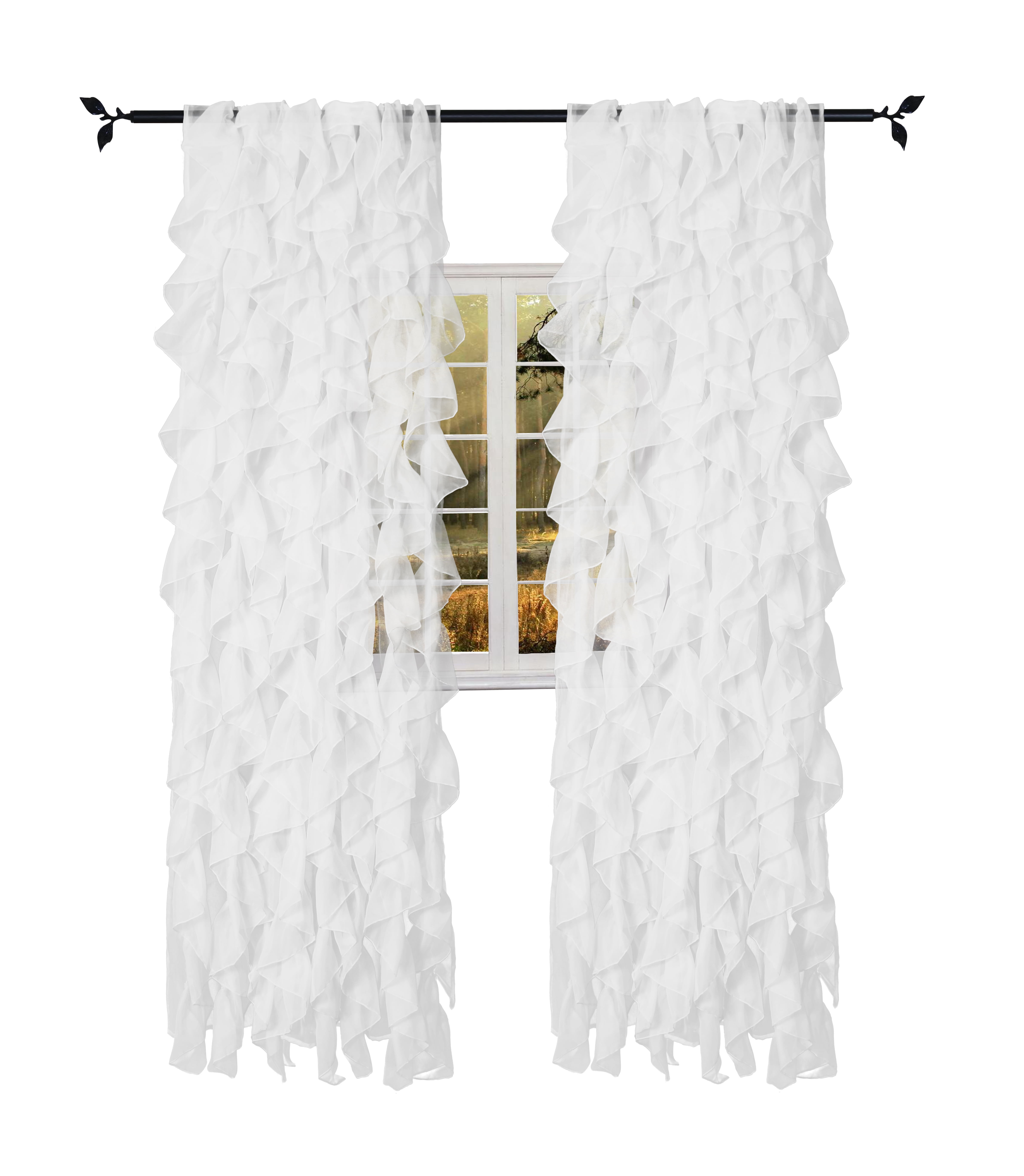 Seibeh Tex Cascade Shabby Chic Sheer Voile Vertical Ruffled Waterfall ...