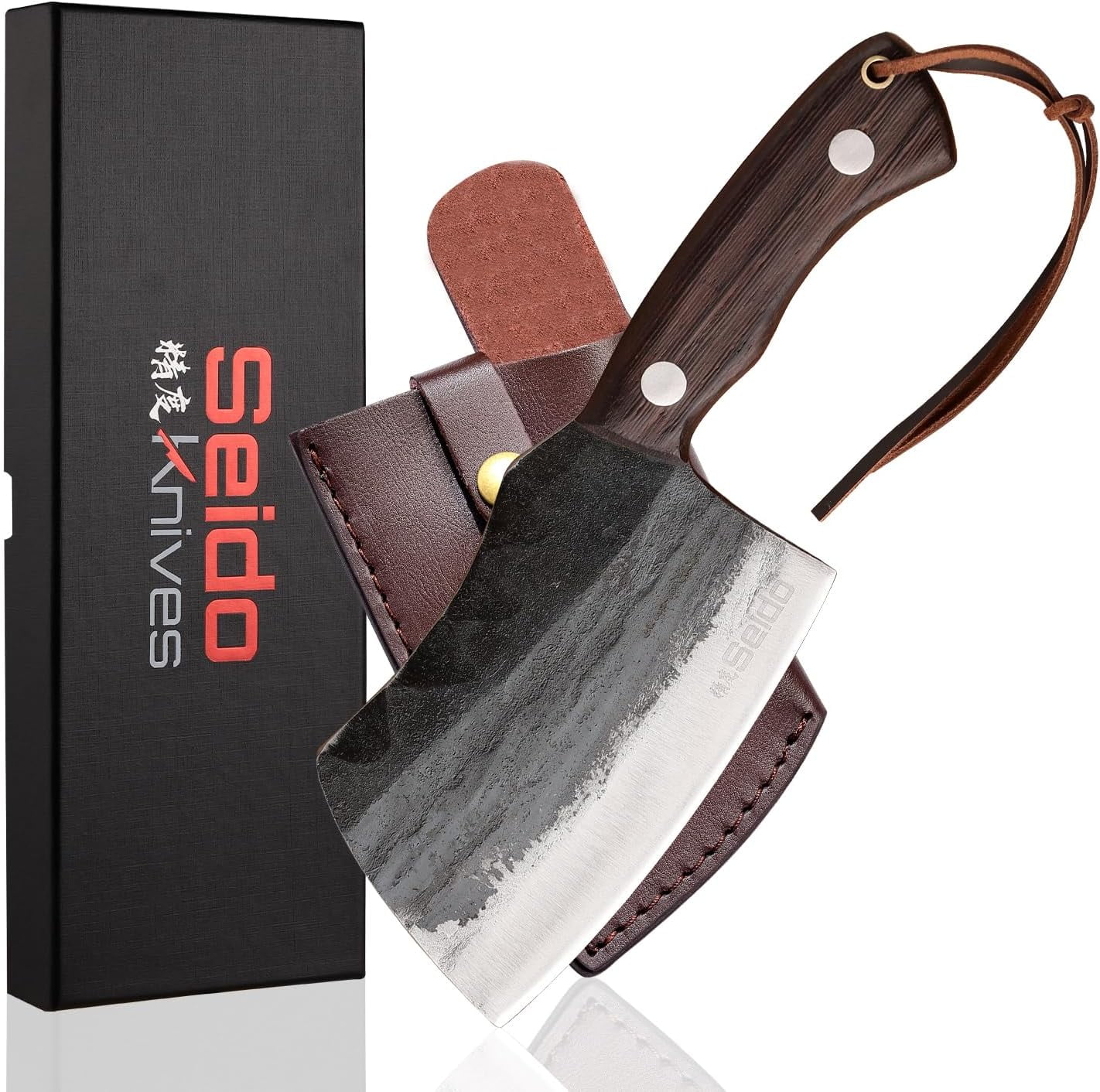 Seido Knives Choppa Cleaver Knife - 5" Hand-Forged Meat Cleaver with ...