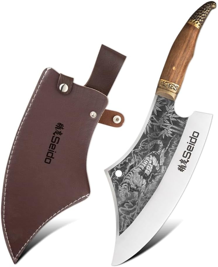Seido Knives Tora Tsuki Cleaver Knife – Full-Tang High-Carbon Steel ...
