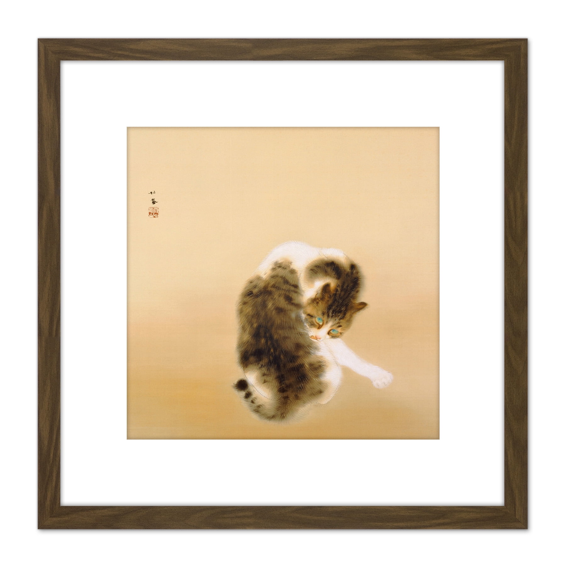 Seiho Madaraneko Tabby Cat Japanese Painting Painting 8X8 Inch Square ...