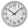 Seiko 12" Easy Read Round White Wall Clock, Silver Frame, Traditional ...
