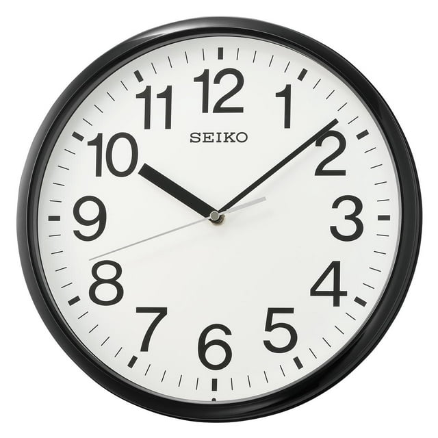 Seiko 12 inch Business Analog Wall Clock, Black, Round, Traditional ...