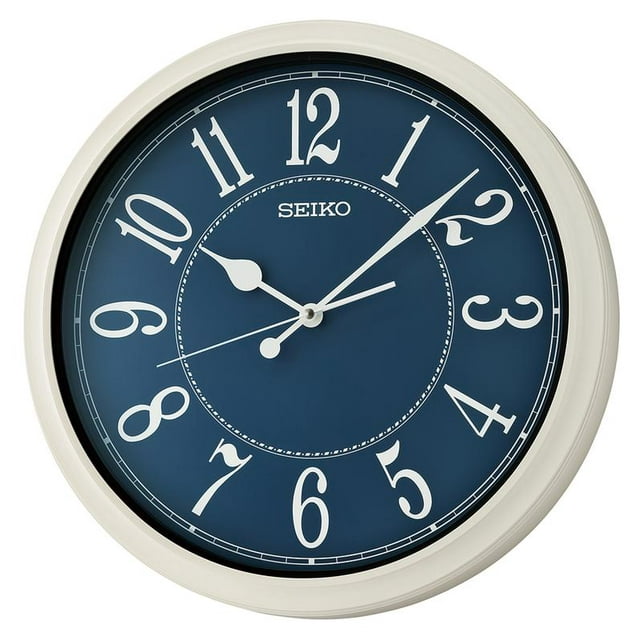 Seiko 16" Cottage Traditional Wall Clock Blue, Round Arabic Analog ...