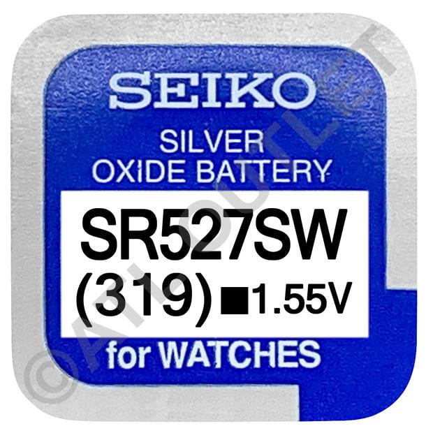 Seiko 319 SR527SW 1.55v Silver Oxide, Mercury Free Watch Battery - Made ...