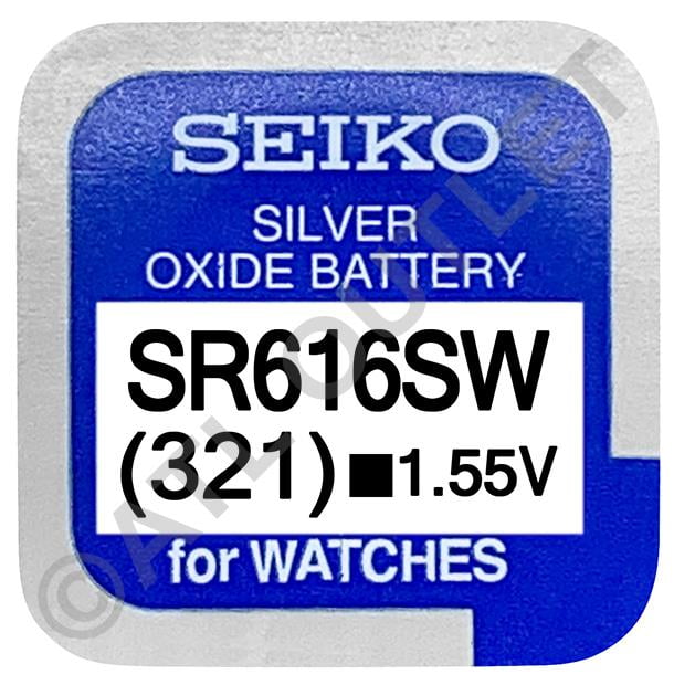 Seiko 321 SR616SW 1.55v Silver Oxide, Mercury Free Watch Battery - Made ...