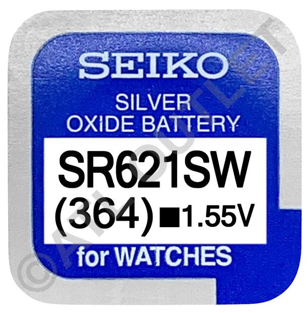 Seiko 364 SR621SW 1.55v Silver Oxide, Mercury Free Watch Battery - Made ...