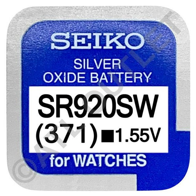 Seiko 371 SR920SW 1.55v Silver Oxide, Mercury Free Watch Battery - Made ...
