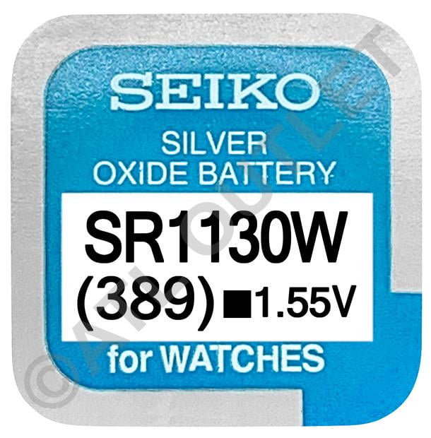 Seiko 389 SR1130W 1.55v Silver Oxide, Mercury Free Watch Battery - Made ...