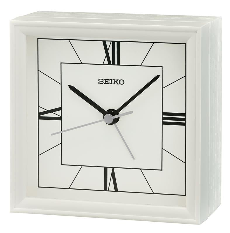 Seiko 4" "Seihokei" Beep Alarm Clock White Wooden Square Traditional ...