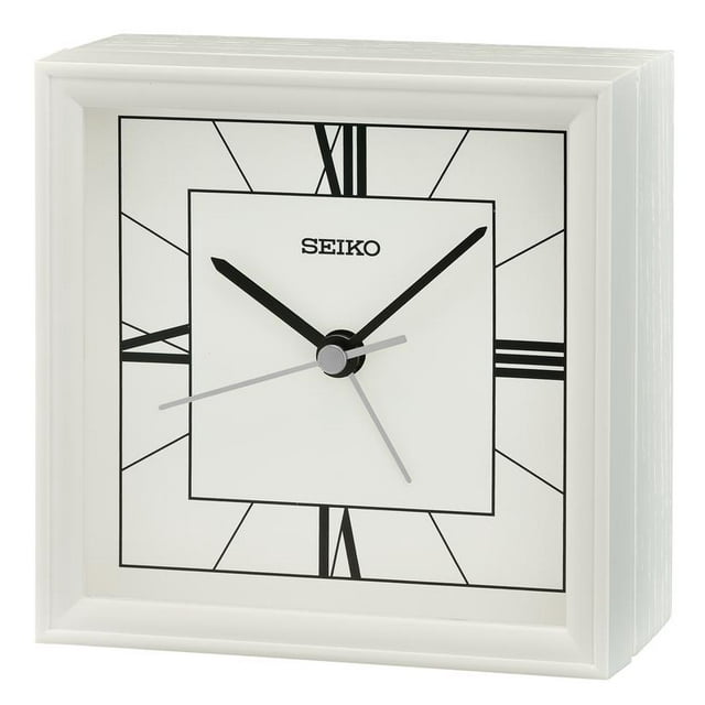 Seiko 4" "Seihokei" Beep Alarm Clock White Wooden Square Traditional ...