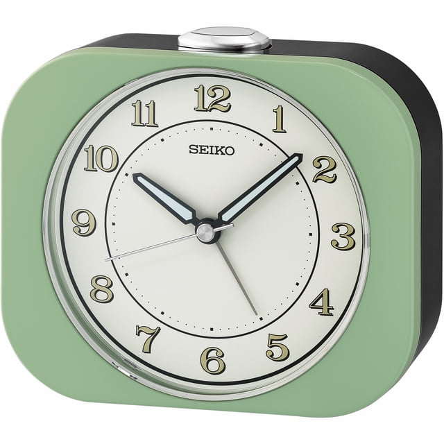 Seiko 4 inch Kyoda Beep Alarm Metallic Green Mid-Century Modern Analog Quartz Desk Clock ...