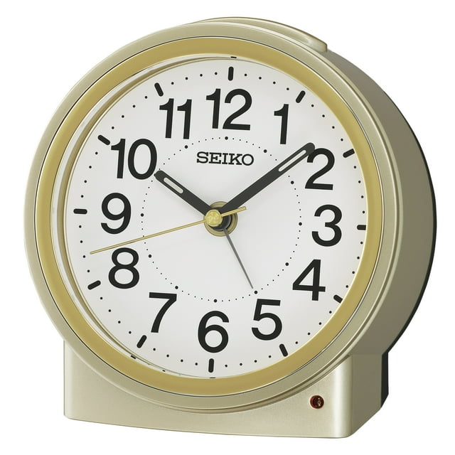 Seiko 4 inch Sussex II Beep Alarm Golden Traditional Analog Quartz Desk Clock QHE199GLH ...