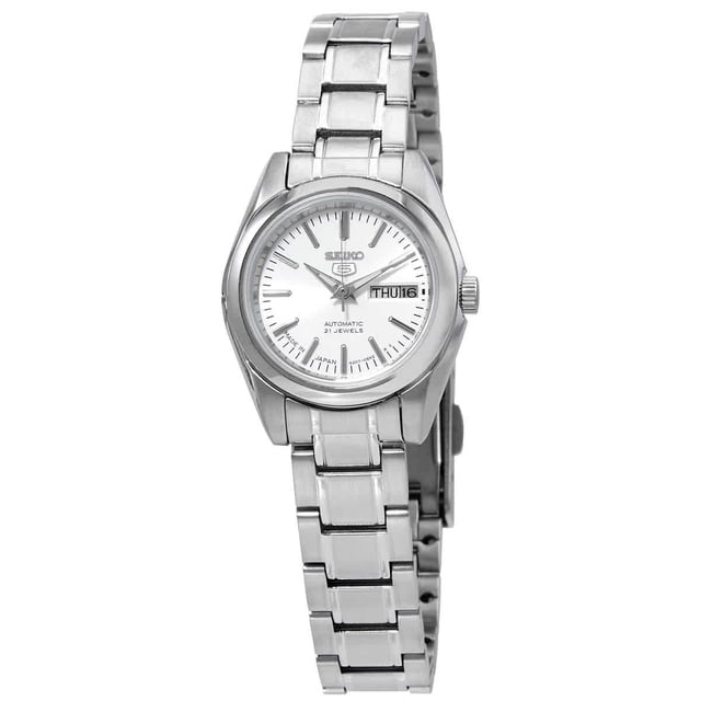 Seiko 5 Auto Silver Dial Ladies Watch, Luminous Hands, Steel Band ...