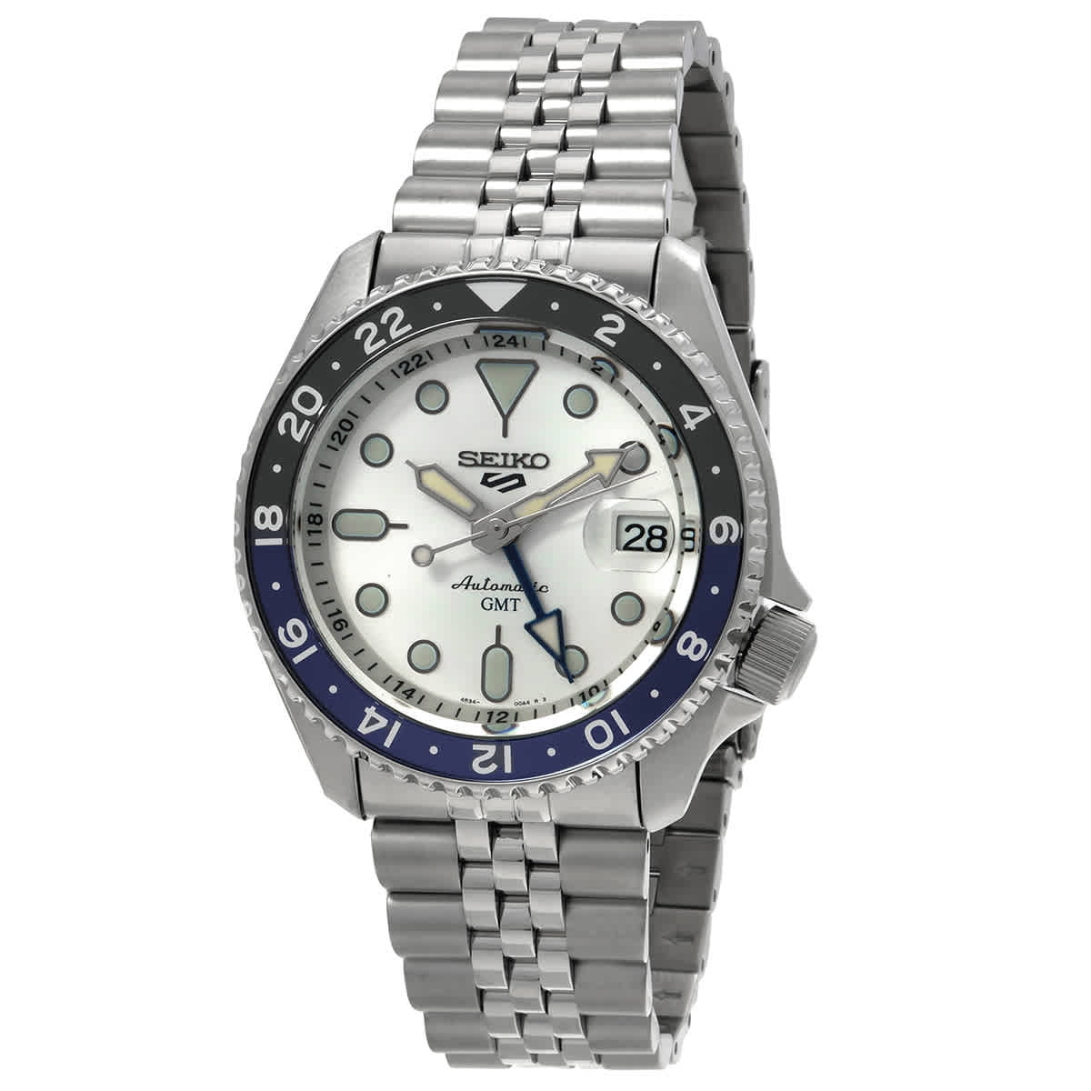 Seiko 5 Sports GMT Automatic Silver Dial Batman Bezel Men's Watch ...