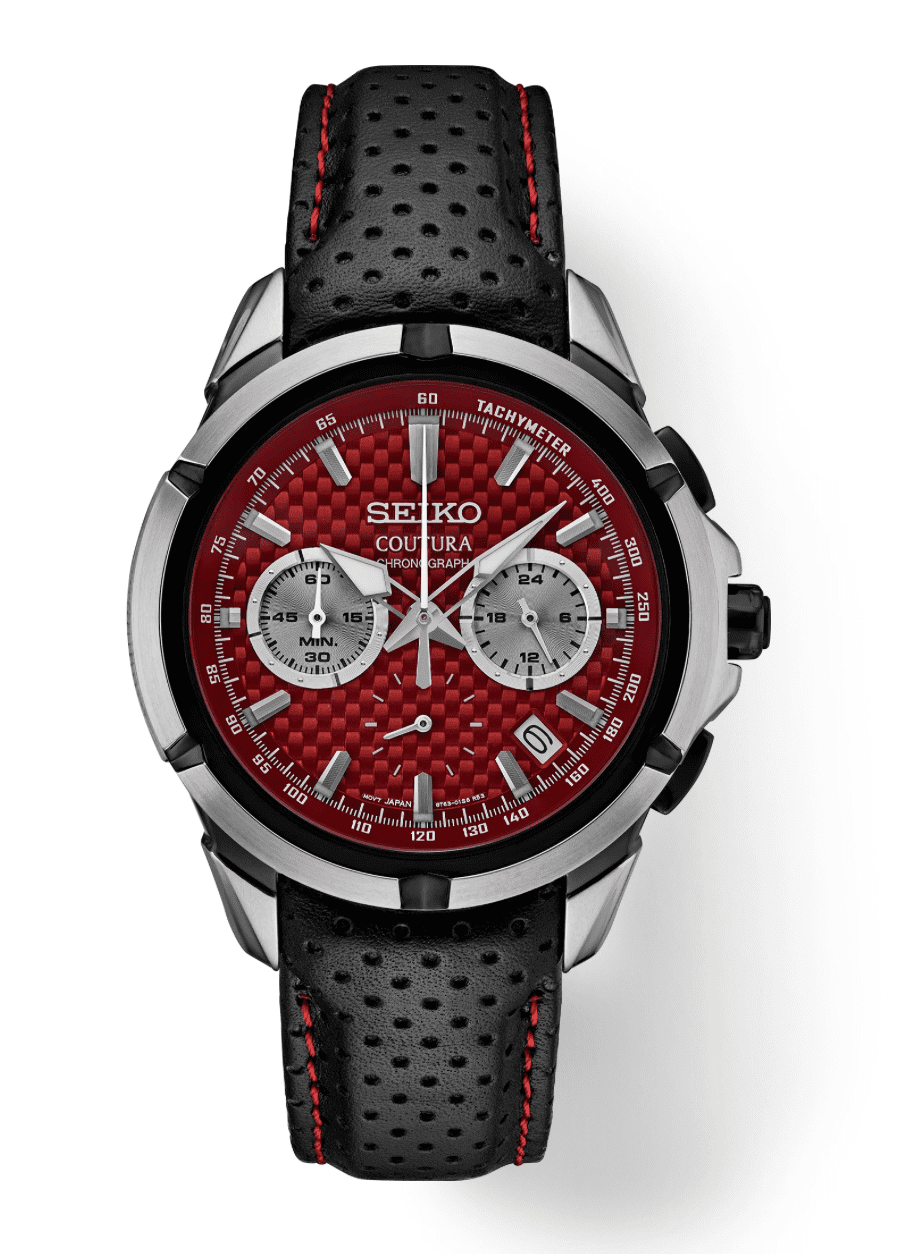 Seiko Coutura Quartz Chronograph Men's Watch SSB435, Red Dial, Black ...