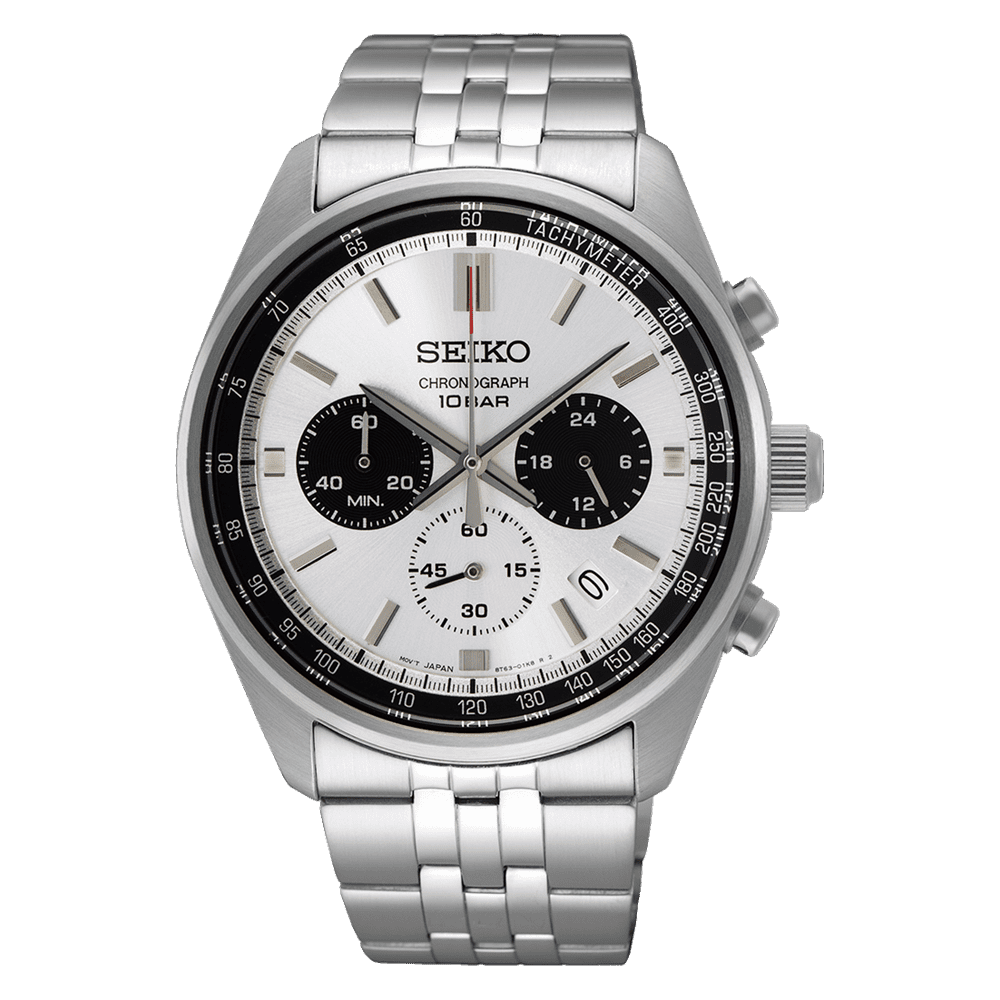 Seiko Essentials Men's Silver Dial Stainless Steel Quartz Watch SSB425 ...