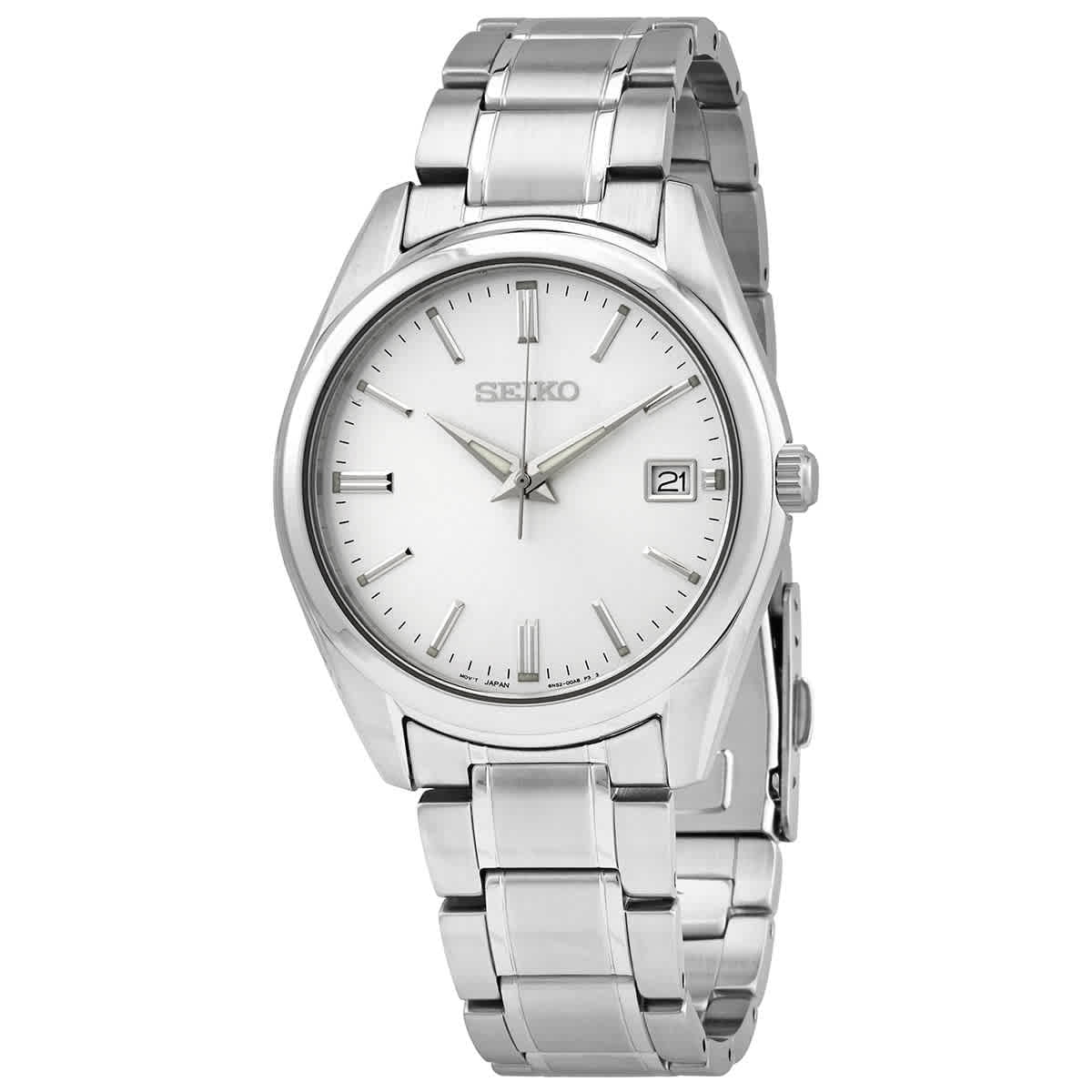Seiko Essentials Men's Watch, Silver Dial, Quartz Movement, Stainless ...