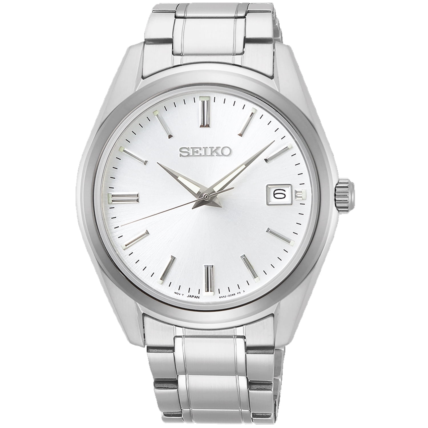 Seiko, Men's Quartz Watch, SUR307, Stainless Steel Silver Dial ...