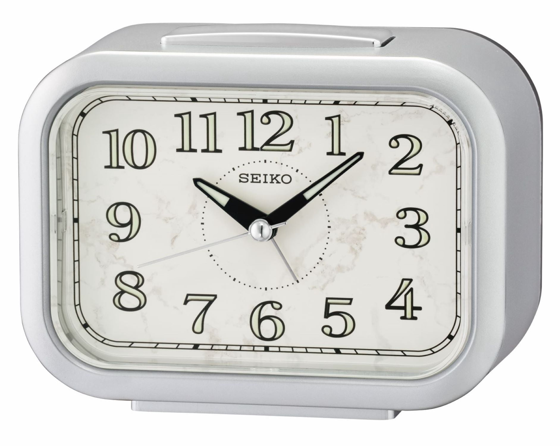 Seiko Kinzo Rectangle, Silver Alarm Clock, Quartz, Analog, QHK056SLH ...