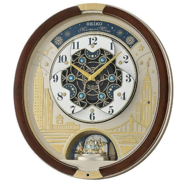Seiko Quiet Wall Light Melodies in Motion Clock 2019 with 13 Blue & Red ...