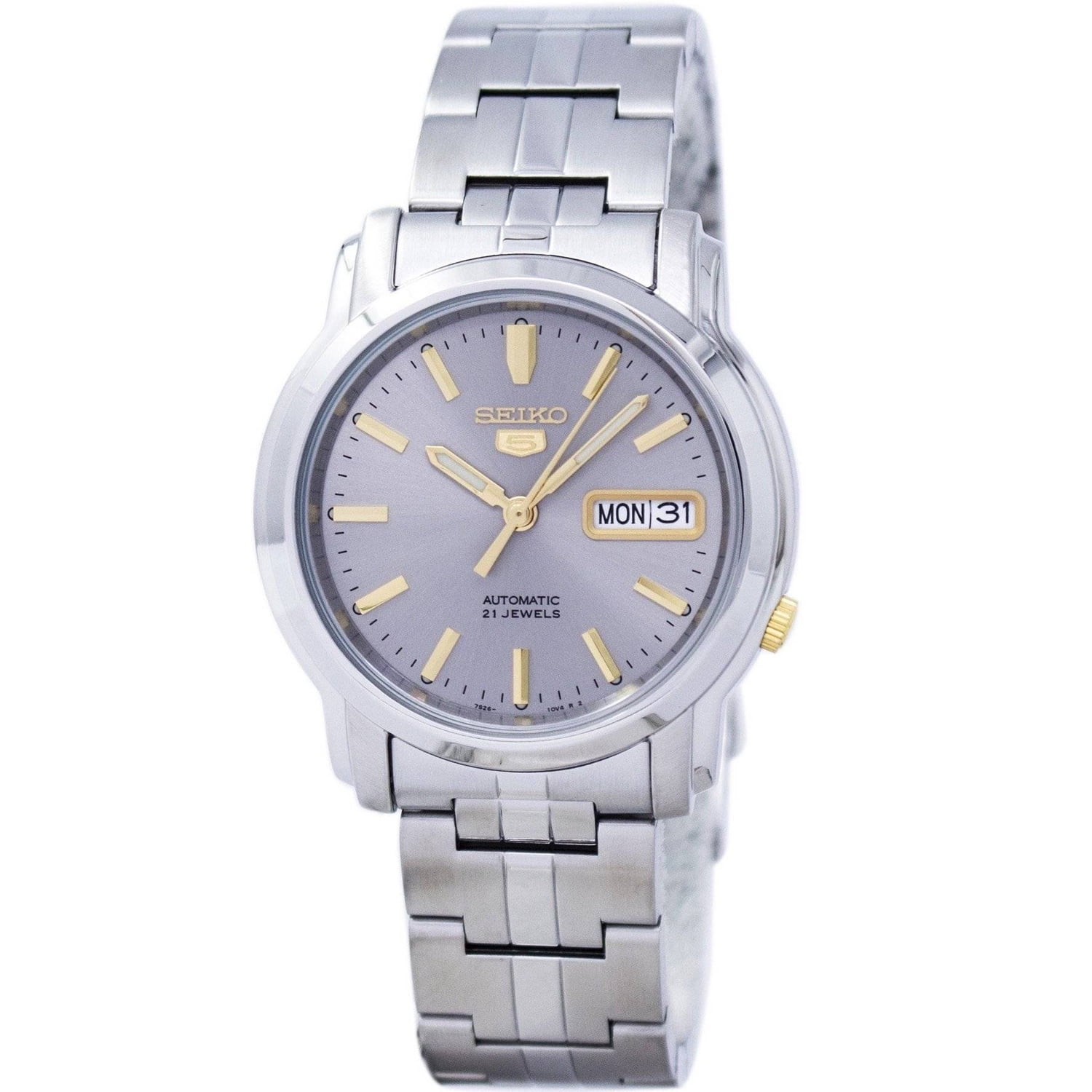 Seiko Men's 5 Automatic Grey Dial Stainless Steel Watch SNKK67 ...